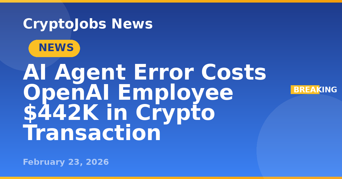 AI Agent Error Costs OpenAI Employee $442K in Crypto Transaction ...