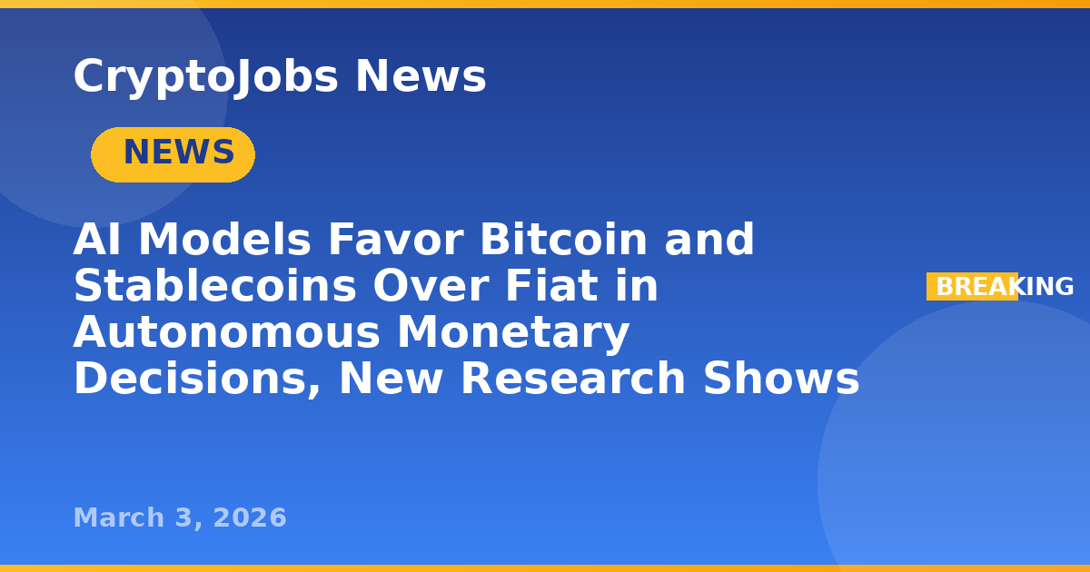 AI Models Favor Bitcoin and Stablecoins Over Fiat in Autonomous ...