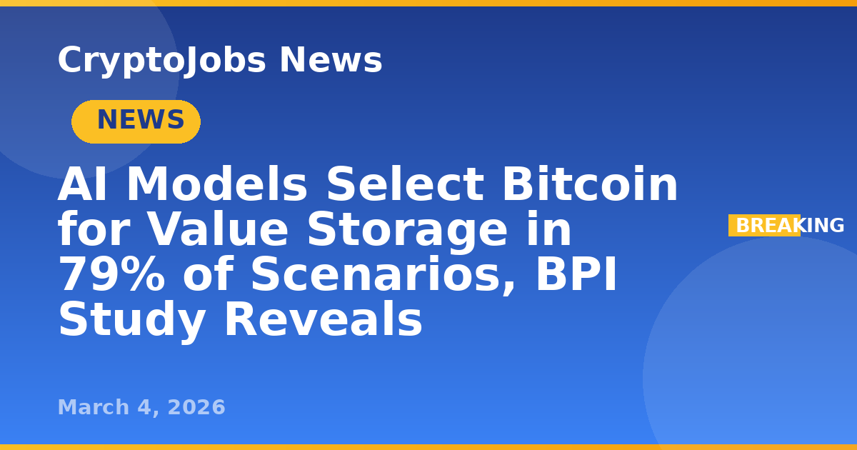 AI Models Select Bitcoin for Value Storage in 79% of Scenarios, BPI ...