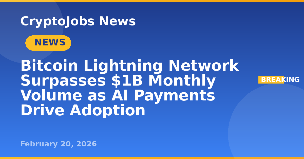 Bitcoin Lightning Network Surpasses $1B Monthly Volume as AI Payments ...
