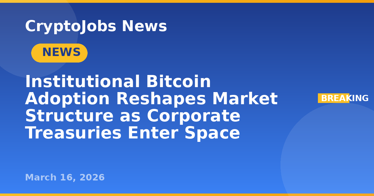 Institutional Bitcoin Adoption Reshapes Market Structure as Corporate ...