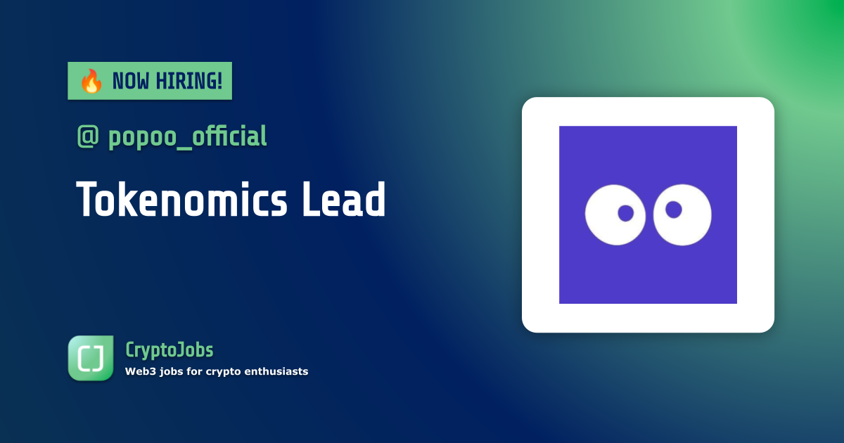 Tokenomics Lead Job at Popoo