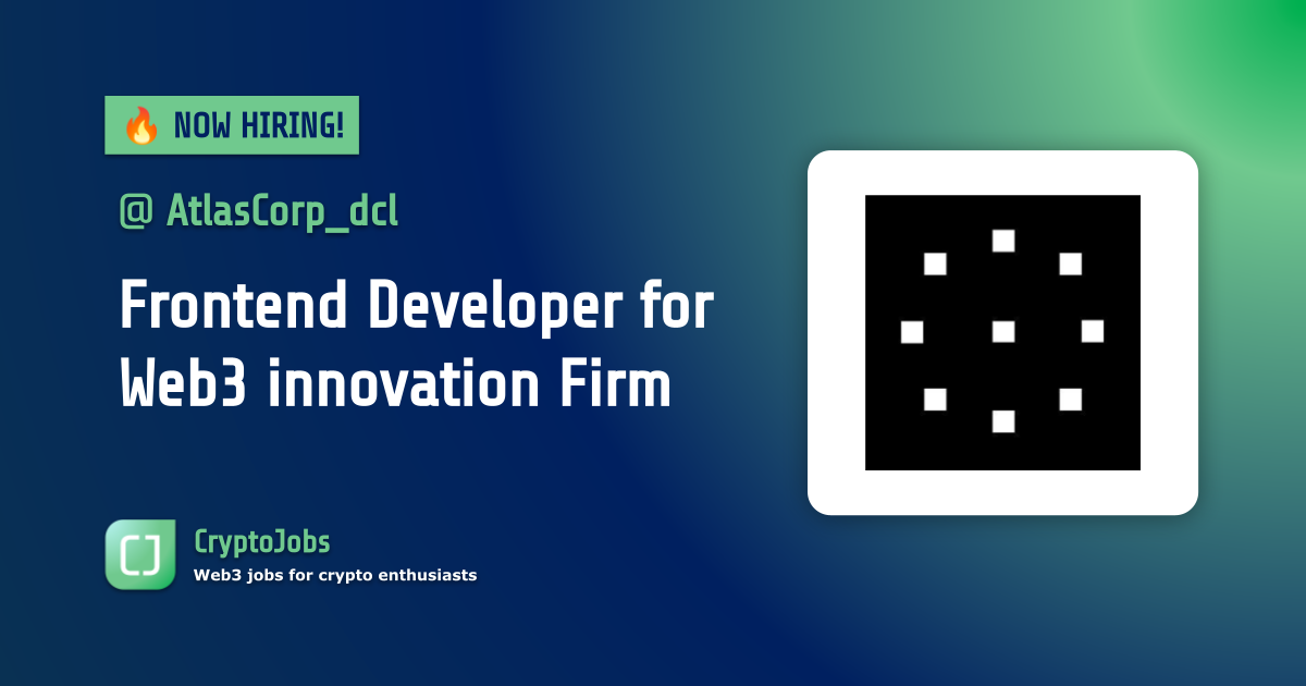 Front End Developer for Web3 Innovation Firm Job at Atlas Corp